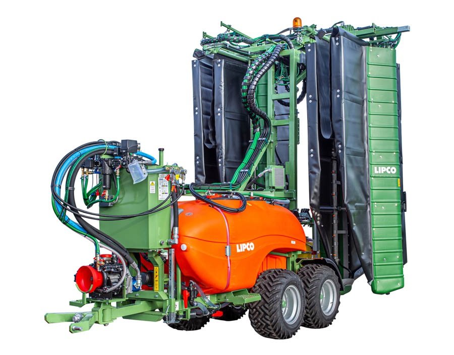 Fruit tree sprayer with spray liquid recycling, OSG - Destiller